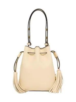 Valentino Garavani Leather Bucket Bag - Butter White