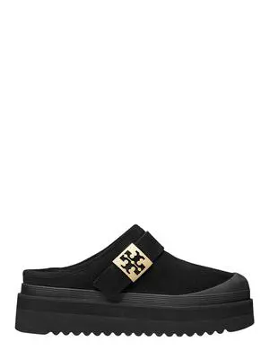 Tory Burch Mellow Shearling Platform Mules - Perfect Bl
