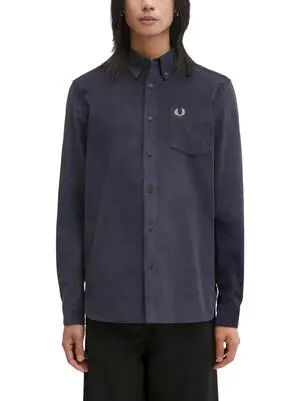 Fred Perry Logo-embroidered Corduroy Shirt - Blue