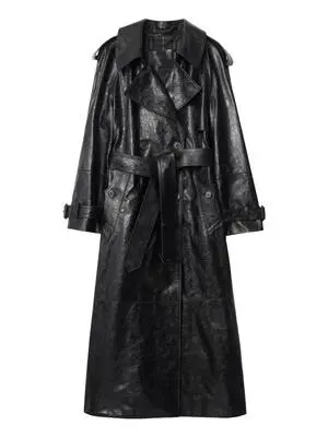 Burberry Long Embossed Leather Trench Coat - Silhouette Black
