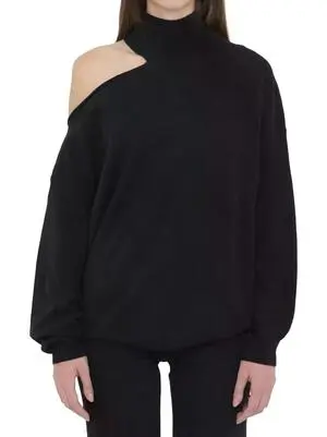 LISA YANG Alvia Asymmetrical Cut-out Sweater - Black