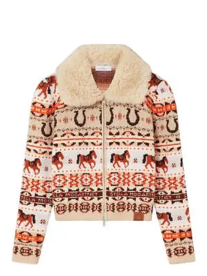 Stella McCartney Plush-collar Virgin Wool Cardigan - Fair Isle