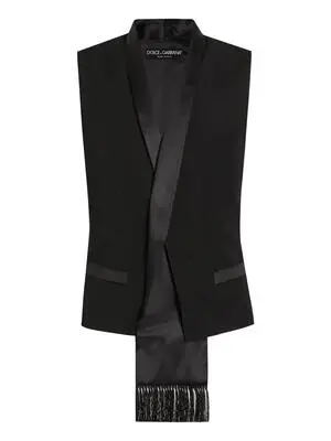 Dolce & Gabbana Wool Gabardine Single-breasted Vest - Black
