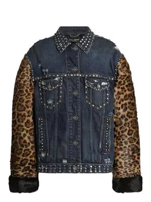 Dolce & Gabbana Denim Jacket With Fur Sleeves - Multicolor