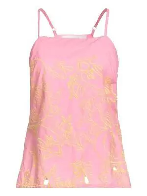 Beatrice B Poplin Two-tone Embroidered Top - Pink