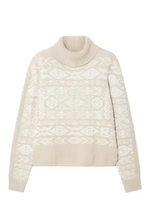 Bogner Nadin Fair Isle Appliquéd Wool-jacquard Turtleneck Sweater - Neutrals