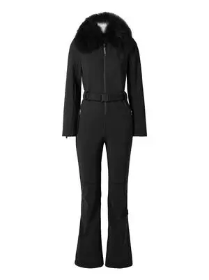 YVES SALOMON Belted Shearling-trimmed Ski Suit - Black