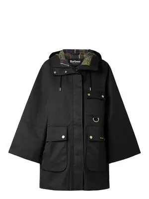 Barbour Arla Hooded Waxed Cotton-blend Coat - Black