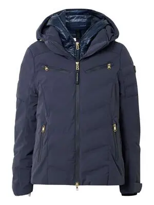 Bogner Kea Hooded Layered Padded Quilted Ski Jacket Navy