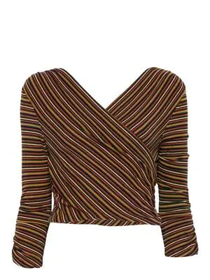 Anna Sui Striped Wrap Top - Brown