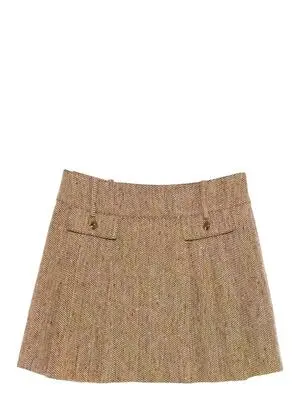 Anna Sui Herringbone Mini Skirt - Brown