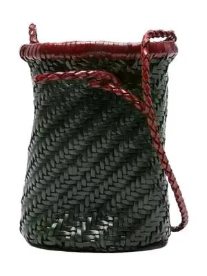 VIPERA Braided Leather Shoulder Bag - Green
