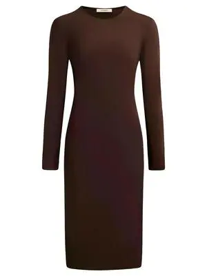 12 STOREEZ Long-sleeve Midi Dress - Brown