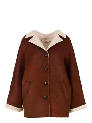 Marni Contrast-lapel Flared-sleeves Jacket - Brown