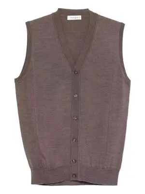 KANGRA Button V-neck Cardigan - Brown