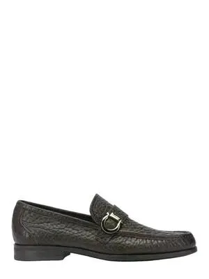 FERRAGAMO Textured Buckle Loafers - Brown