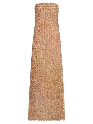 Oscar De La Renta Embroidered Sequin Gown - Neutrals