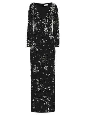 Oscar De La Renta Crystal-embellished Velvet Gown - Black