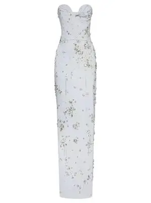Oscar De La Renta Crystal-embellished Strapless Gown - Blue