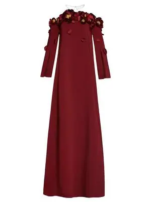 Oscar De La Renta Floral-appliqué Maxi Dress - Red
