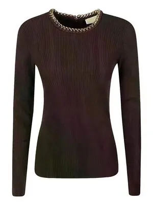 Michael Kors Chain Ribbed Knit Sweater - Brown