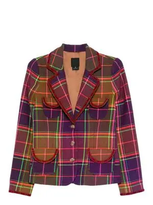 Anna Sui Plaid Jacket - Brown