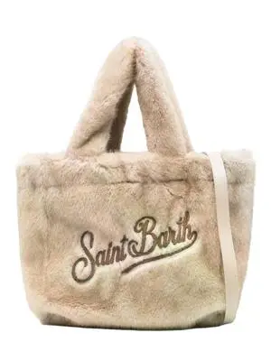 MC2 SAINT BARTH Embroidered Faux-fur Tote - Neutrals