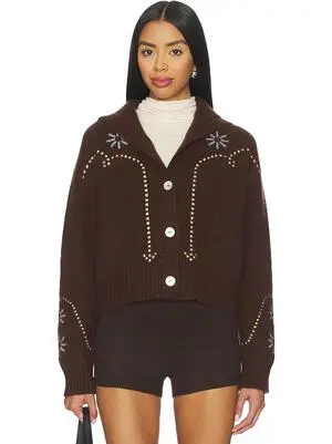 Calle Del Mar Cashmere Western Cardigan - Chocolate