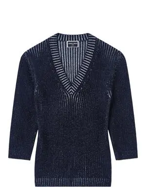 Giorgio Armani Virgin Wool And Viscose V-neck Jumper - Two_tone