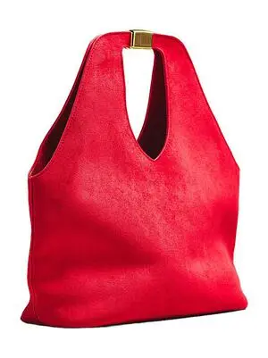 Anthropologie Faux-suede Tote Bag With Gilded Handle - Red