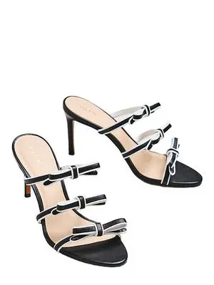 Maeve Triple-bow Kitten Heels - Black & White
