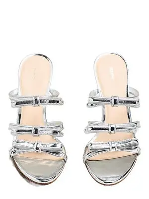 Maeve Triple-bow Kitten Heels - Silver
