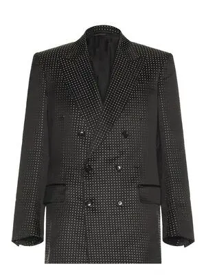 TOM FORD Duchesse Polka Dot Jacquard Double Breasted Jacket - Black & Ivory