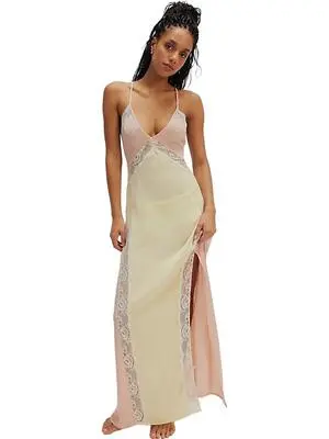Free People Some Kind Of Love Maxi Slip - Pink Banana Combo