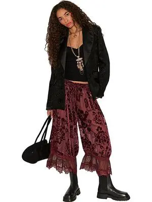 Free People Forever Young Burnout Pants Brown Combo