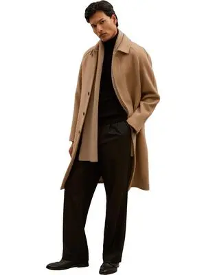 REISS Gavi Atelier Wool-blend Raglan Overcoat - Camel Brown