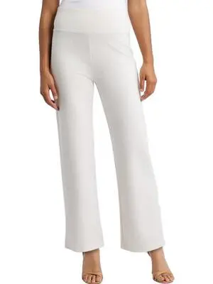 Anne Klein High Waist Bootcut Pull-on Pants - White Dove