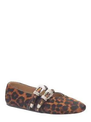 Le Monde Beryl Claudia Calf Hair Mary Jane Flat - Leopard