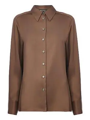 Whistles Metallic Long-sleeve Woven Shirt - Brown