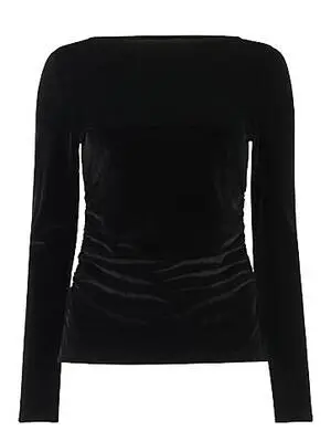 Whistles Boat-neck Velvet Top - Black