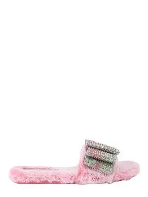 Kurt Geiger Cosy Bow Faux-fur Slides - Pale Pink