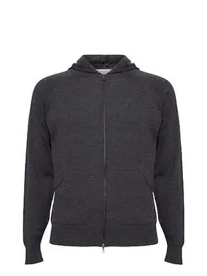 John Smedley Zip-up Merino Wool Hoodie - Charcoal