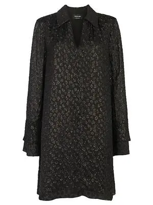 Whistles Metallic Spot-print Woven Mini Dress - Black