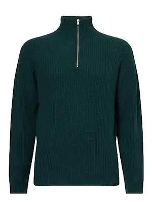 John Smedley High-Neck Knitted Cashmere And Wool Jumper Forest