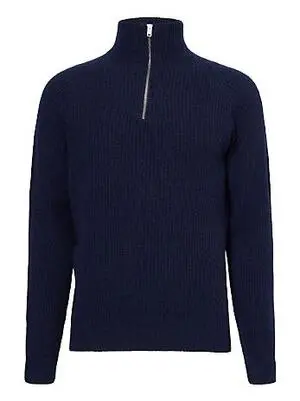 John Smedley High-Neck Knitted Cashmere And Wool Jumper Midnight
