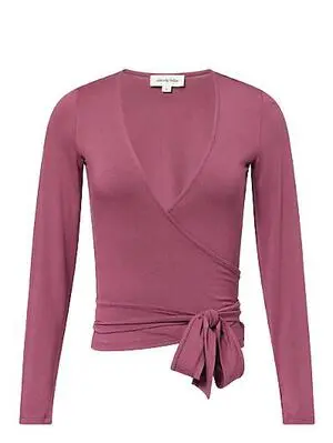 SISTERLY TRIBE Soft Ballet Wrap Top - Dark Cherry