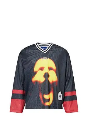 AWAKE NY Awake NY Hockey Graphic-Print Mesh Jersey Top Black