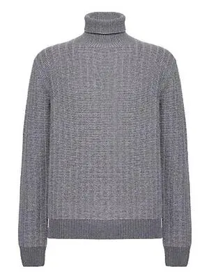 Corneliani Roll-neck Wool And Cashmere Jumper - Grey Melange Medium
