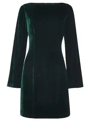 Whistles Square-neck Velvet Mini Dress - Dark Green