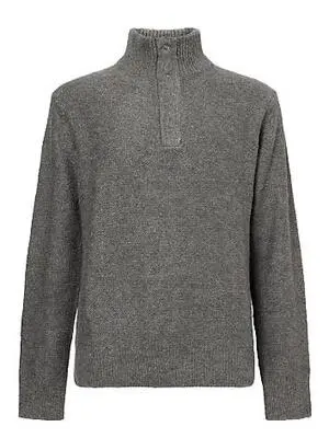 Paige Collared Merino Wool-blend Jumper - Dark Grey